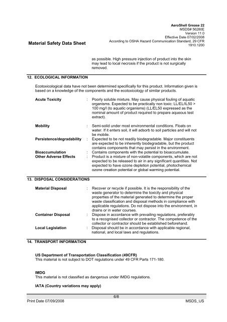 Material Safety Data Shee