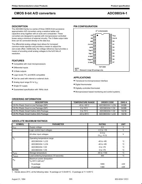 ADC0803/4-1 CMOS 8-bit A/D converters