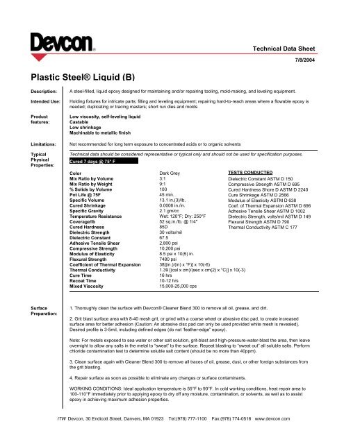 Technical Data Sheet - Devcon