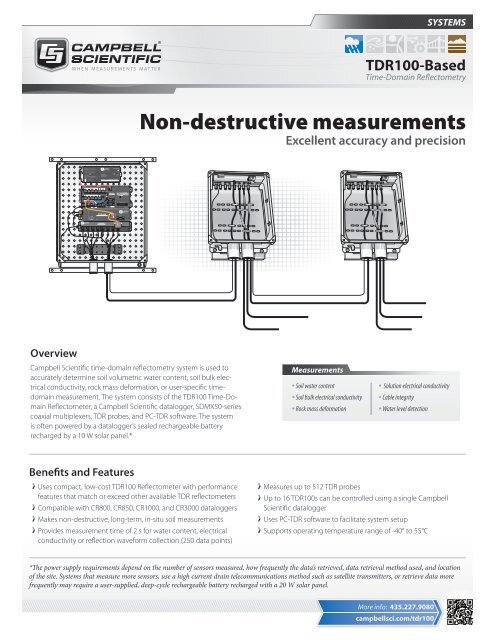 TDR100-Based System Time Domain Reflectometry Brochure