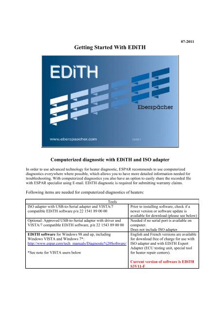 Getting Started With EDiTH - Espar