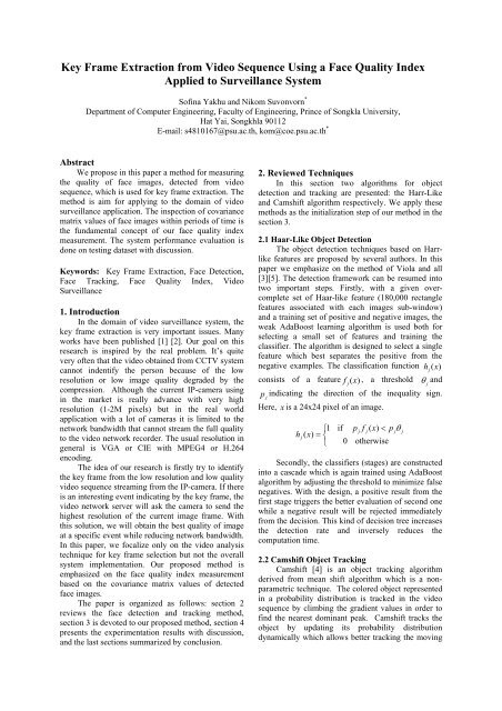 Key Frame Extraction from Video Sequence Using a Face Quality ...
