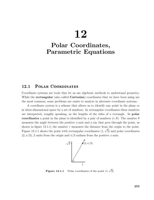 Chapter 12 Polar Coordinates Parametric Equations