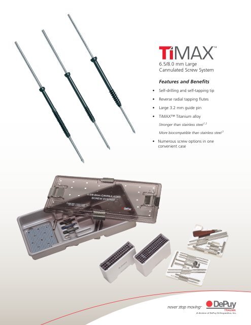 6.5 / 8.0 mm Cannulated Screw System Brochure - Biomet