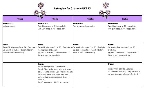 Lekseplan for 6. trinn Lekseplan for 6. trinn ... - Bamble kommune