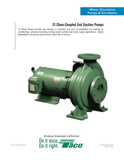 CI Close-Coupled End Suction Pumps - Taco-Hvac