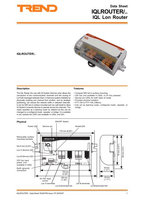 IQLROUTER/... IQL Lon Router Data Sheet - Trend
