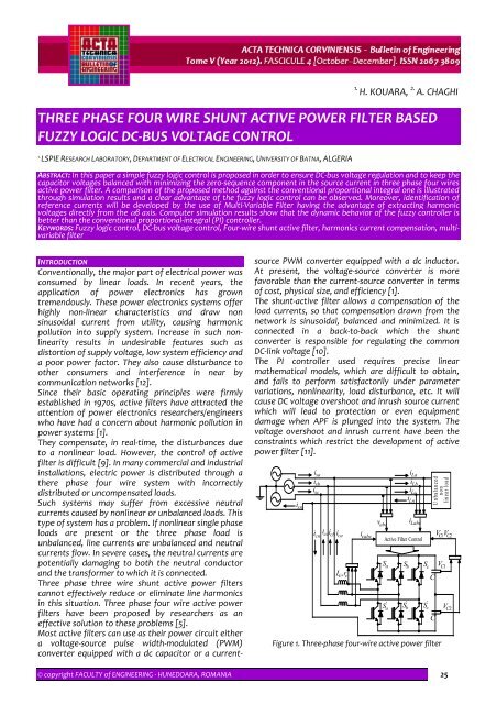 three phase four wire shunt active power filter based fuzzy logic dc ...