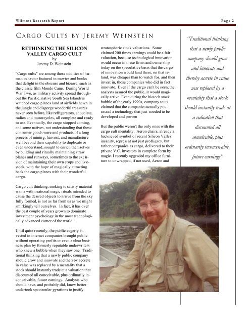 Rethinking the Silicon Valley Cargo Cult - Jeremy D. Weinstein, Esq.