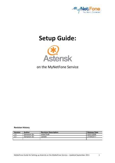 MyNetFone Asterisk Setup Guide
