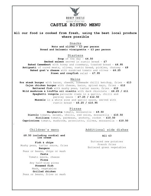 CASTLE BISTRO MENU - Bovey Castle