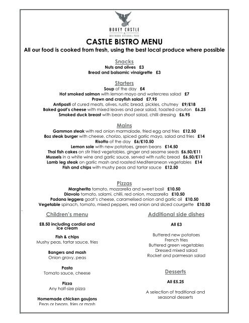 CASTLE BISTRO MENU - Bovey Castle