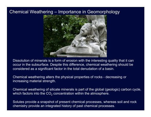 Chemical Weathering â Importance in Geomorphology
