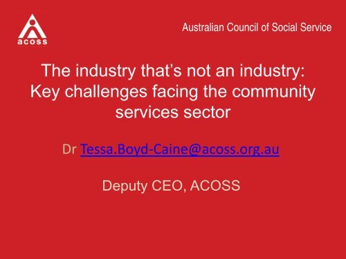 Key challenges facing the community services sector ... - Service Skills