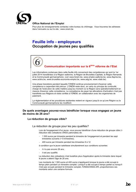 Sorties des allocations de chômage vers la pension - Onem