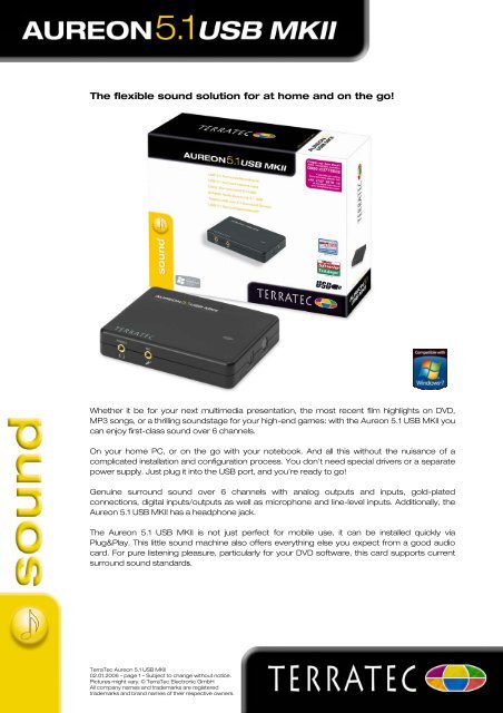 Aureon 5.1 USB MK II - Technical Data - Terratec