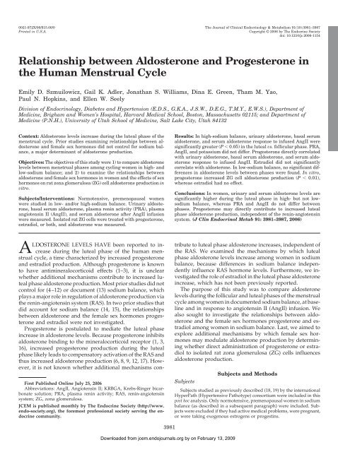 Aldosterone and Progesterone Interactions - Jace Medical Clinic