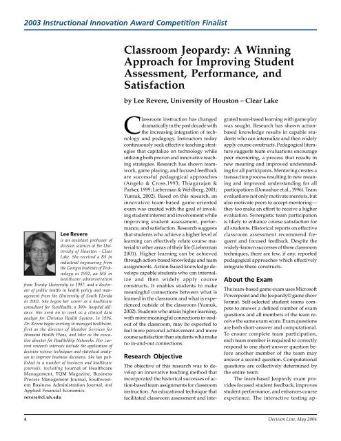 Classroom Jeopardy: A Winning Approach For Improving Student