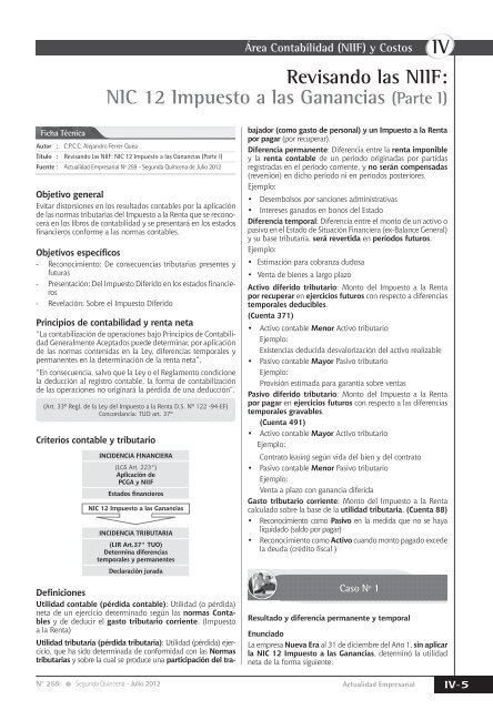 NIC 12 Impuesto a las Ganancias - Revista Actualidad Empresarial