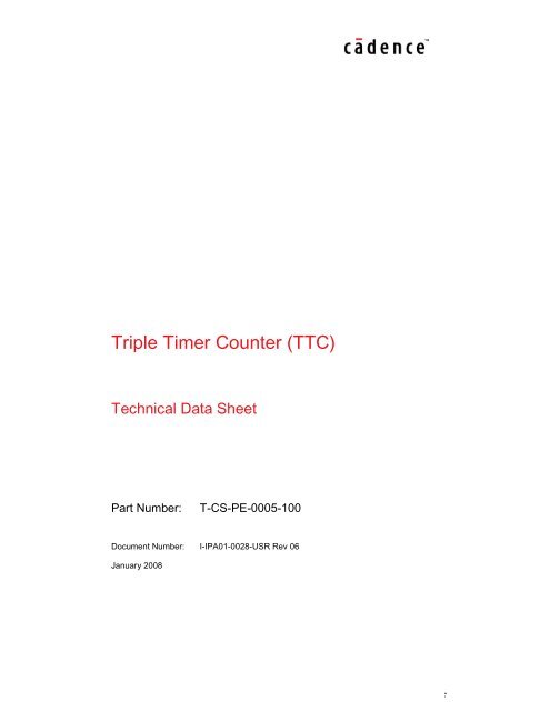 Triple Timer Counter (TTC) - Cadence - Cadence Design Systems