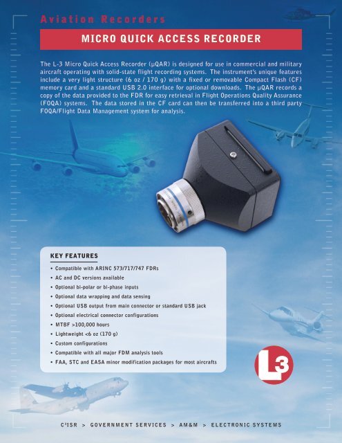 Aviation Recorders micRo quick Access RecoRdeR - L-3 Aviation ...