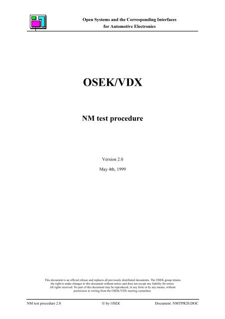 Version 2.0 - OSEK/VDX