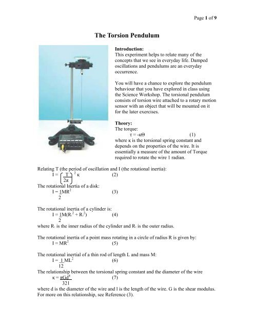 The Torsion Pendulum - Upscale - University of Toronto