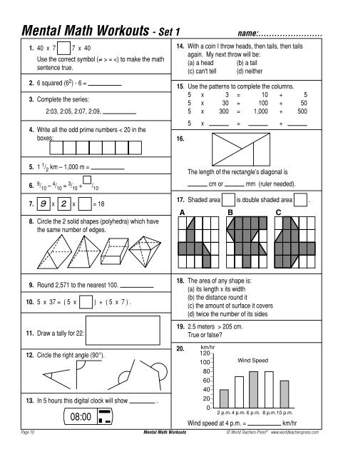 Download pages from Mental Math Workouts, Grades 5-7