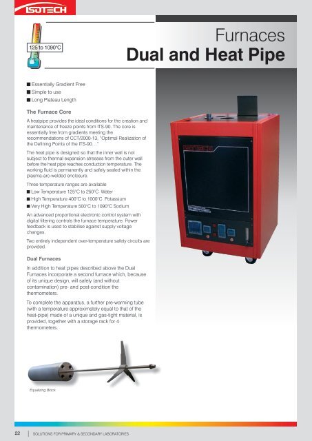 Dual and Heat Pipe Furnace Data Sheet - Isotech
