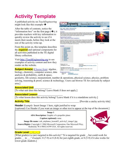 Activity Template - Teach Engineering