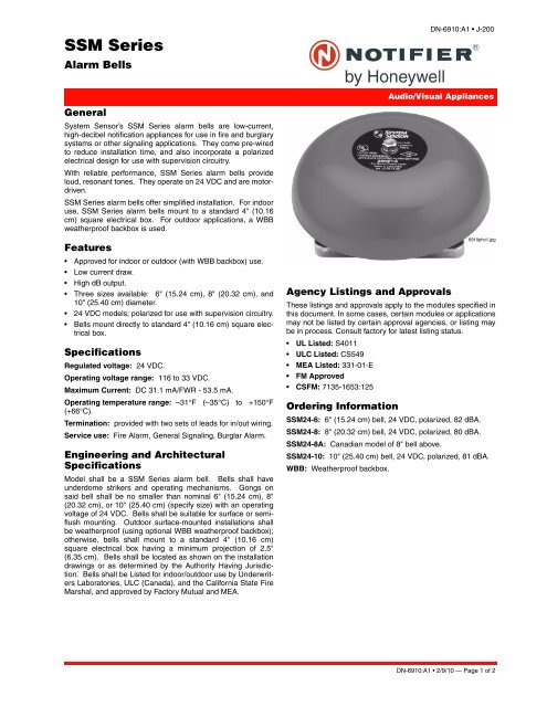 System Sensor Bell 6 inch - Minimax USA