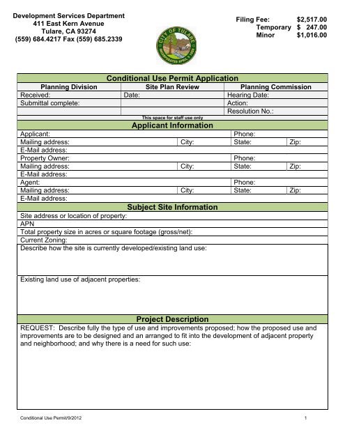 Conditional Use Permit - City of Tulare