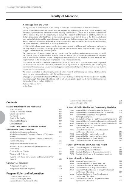 Faculty of Medicine - UNSW Handbook - The University of New ...