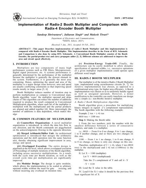 Implementation of Radix-2 Booth Multiplier and Comparison with ...