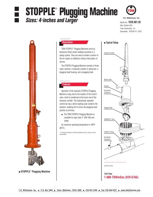 STOPPLEÂ® Plugging Machine - T.D. Williamson, Inc.