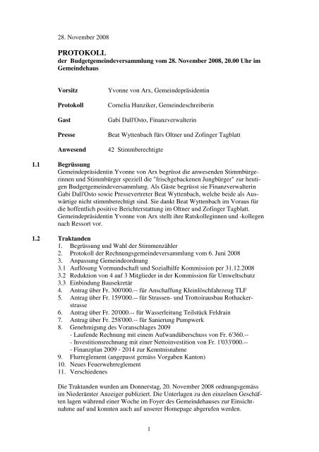 PROTOKOLL - in Walterswil/SO