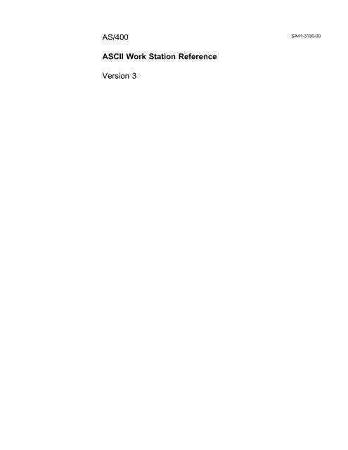 AS/400 ASCII Work Station Reference Version 3 - IBM