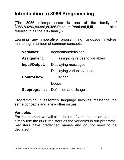Introduction To 8086 Programming