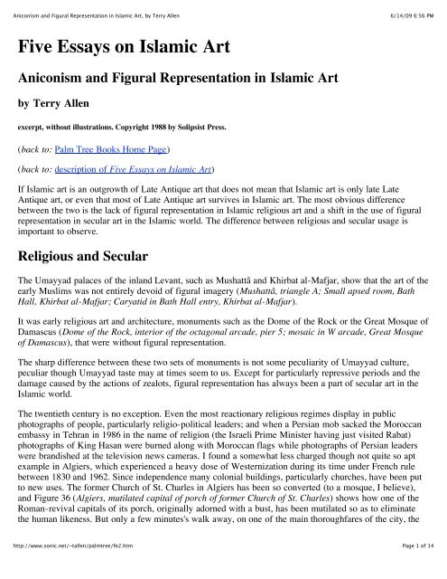 Aniconism and Figural Representation in Islamic Art, by ... - Courses
