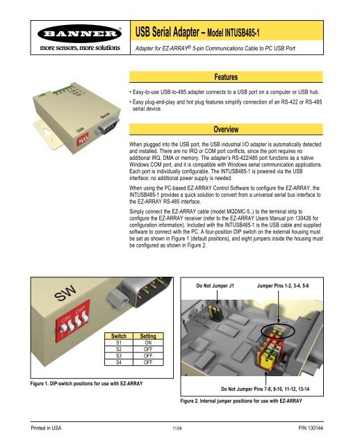 USB Serial Adapter – Model INTUSB485-1 - Banner Engineering