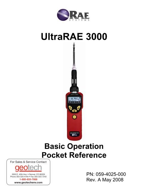 UltraRAE 3000 Basic Operation Pocket Reference - Geotech ...