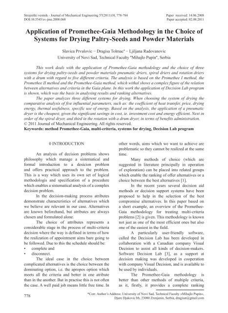 Application of Promethee-Gaia Methodology in the Choice of ...