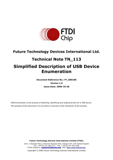 Simplified Description of USB Device Enumeration - FTDI