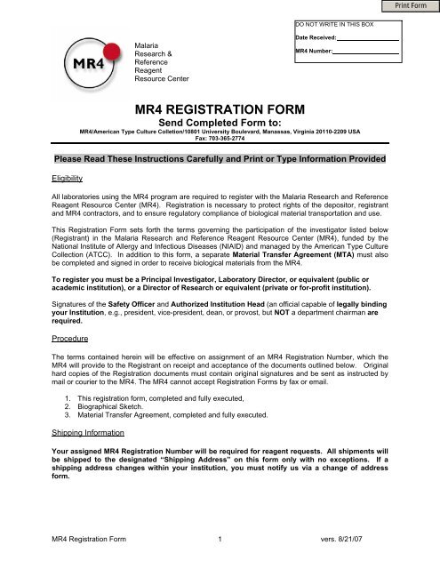 MR4 REGISTRATION FORM