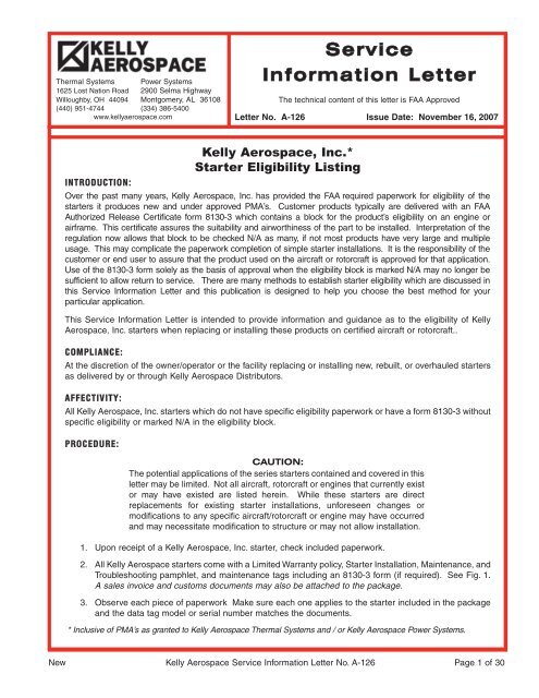 Service Information Letter - Hartzell Engine Technologies