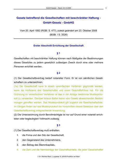 GmbH-Gesetz - GmbHG