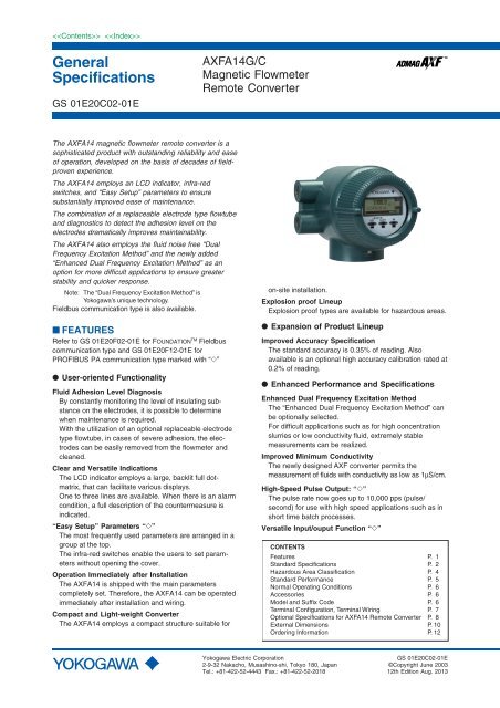 AXFA14G/C Magnetic Flowmeter Remote Converter - Yokogawa