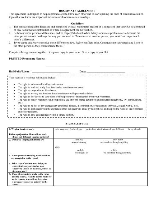 Flatmate Agreement Template