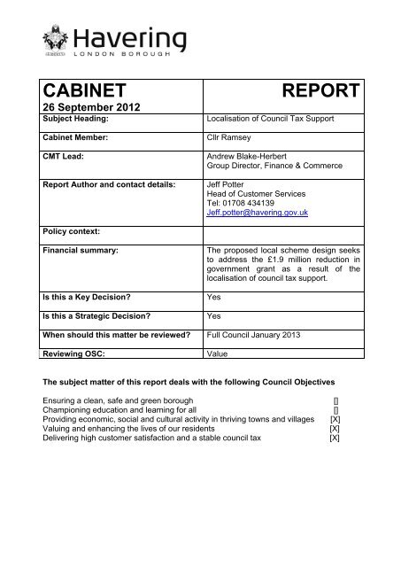 LCTS cabinet report, item 22. PDF 259 KB - Havering