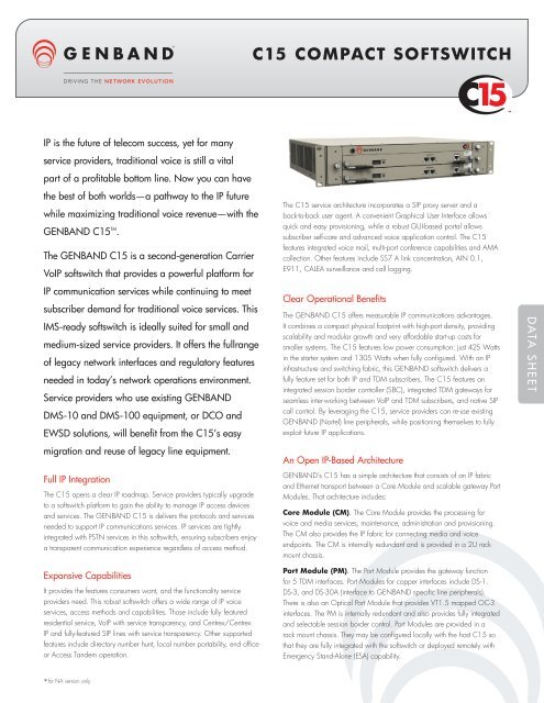 C15 COMPACT SOFTSWITCH - Genband